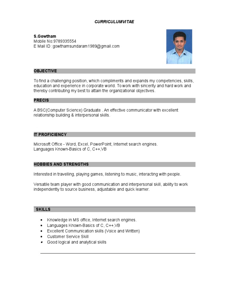 Gowtham Resume | PDF | Microsoft Office | Competence (Human Resources)