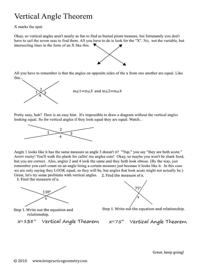 Vertical Angle Theorem Solutions | PDF