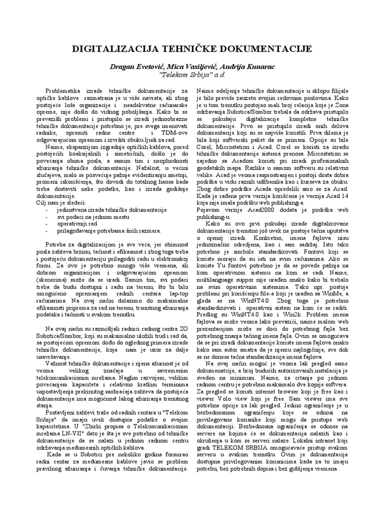 Digitalizacija Tehnicke Dokumentacije | PDF