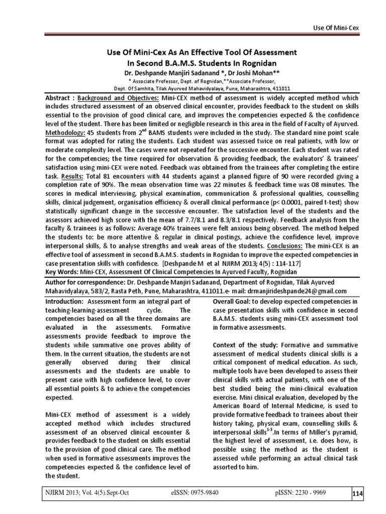Use of Mini-Cex As An Effective Tool | PDF | Educational Assessment ...
