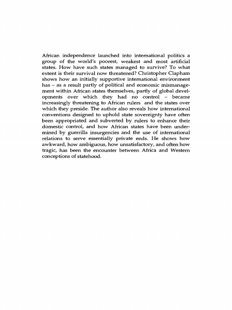 Christopher Clapham-Africa and The International System - The Politics ...