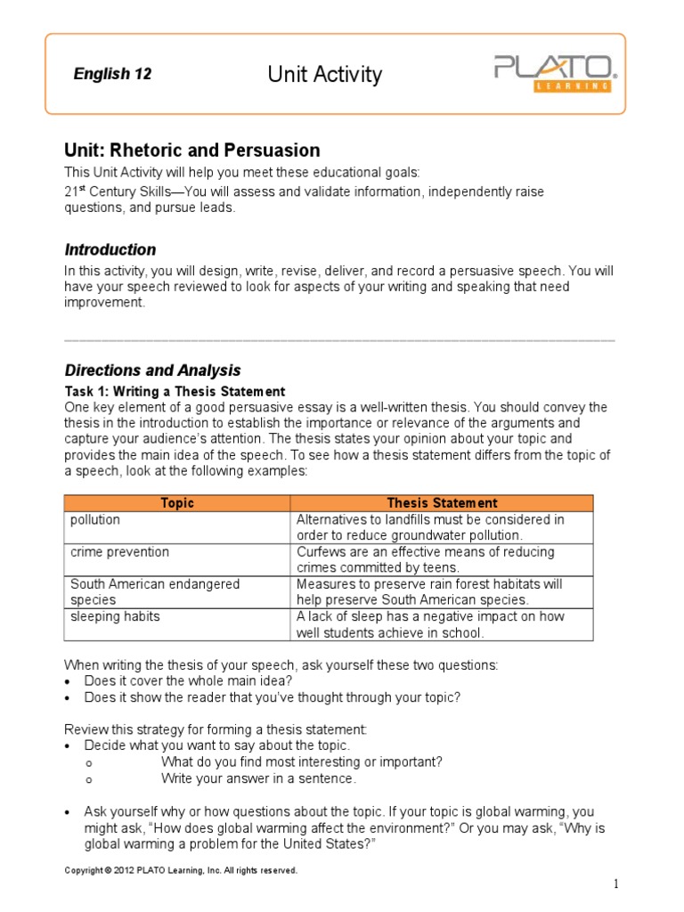 Unit Activity For AP Lang | PDF | Career & Growth