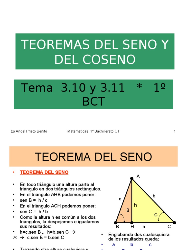 Teoremas Del Seno y Del Coseno | Geometría del triángulo | Triángulo