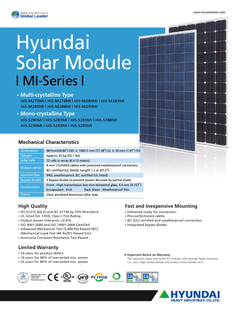 72 Cells Datasheet | Solar Panel | Electronic Engineering