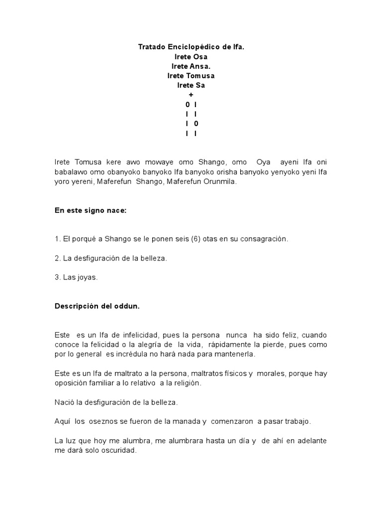 Significado y Consejos de Irete Ansa | PDF | Santeria | Religión y creencia