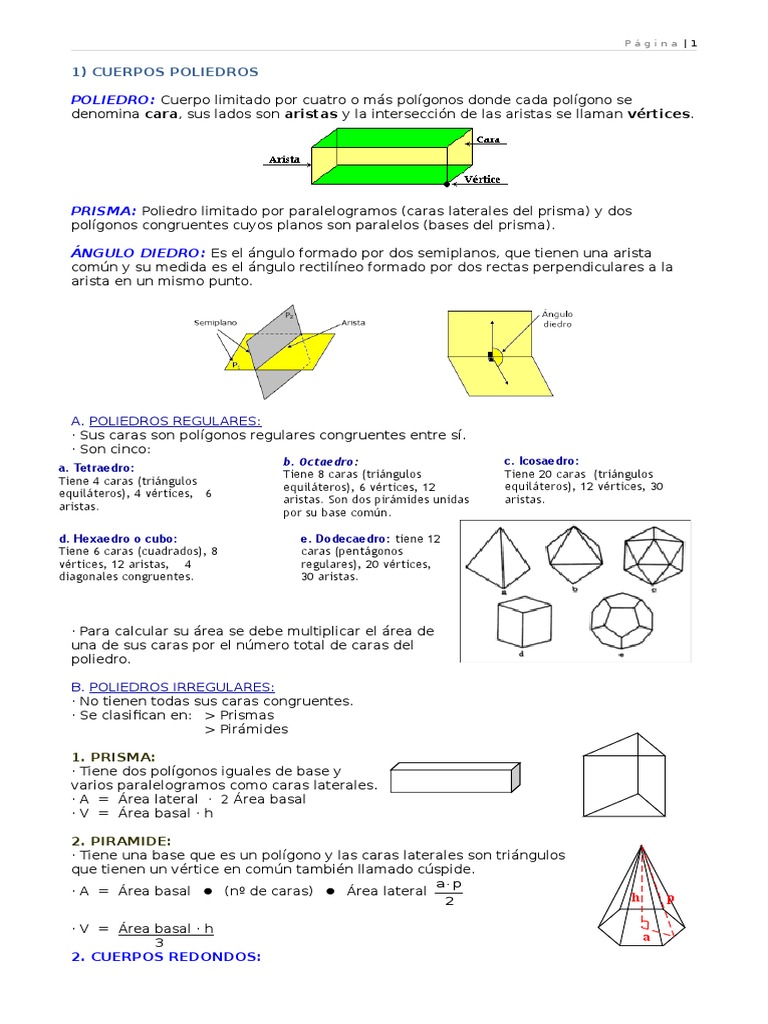 Guia Volumenes de Cuerpos Geometricos NM4 | Geometría Elemental ...