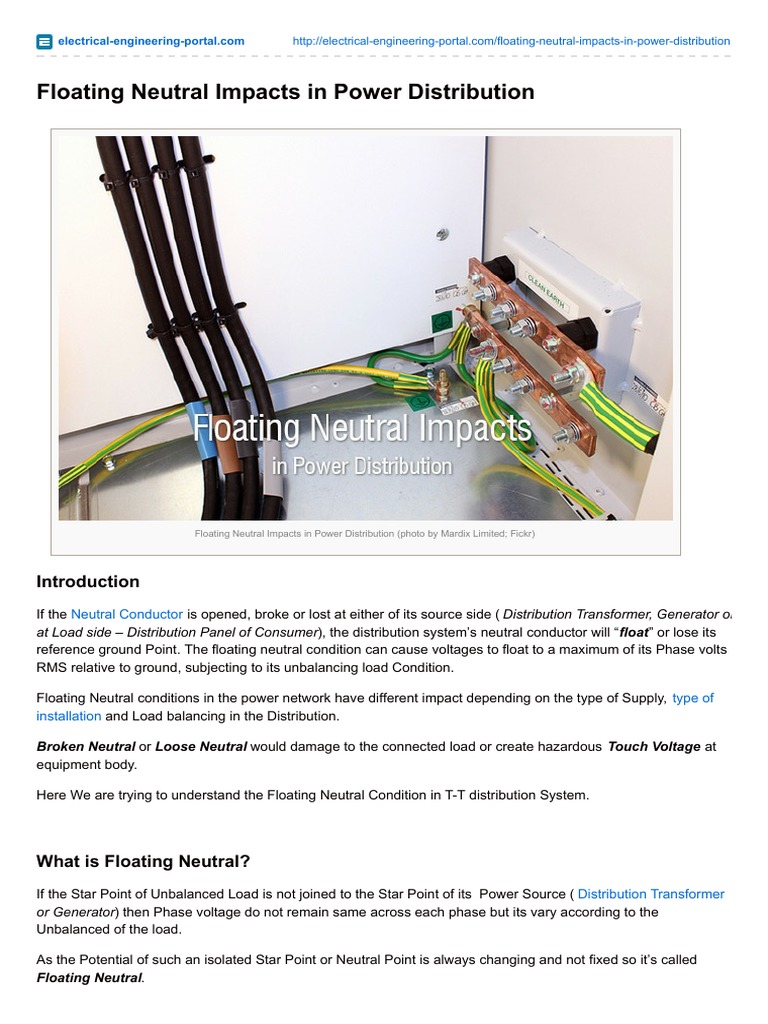 Floating Neutral Effects in Power Distribution | PDF | Mains ...