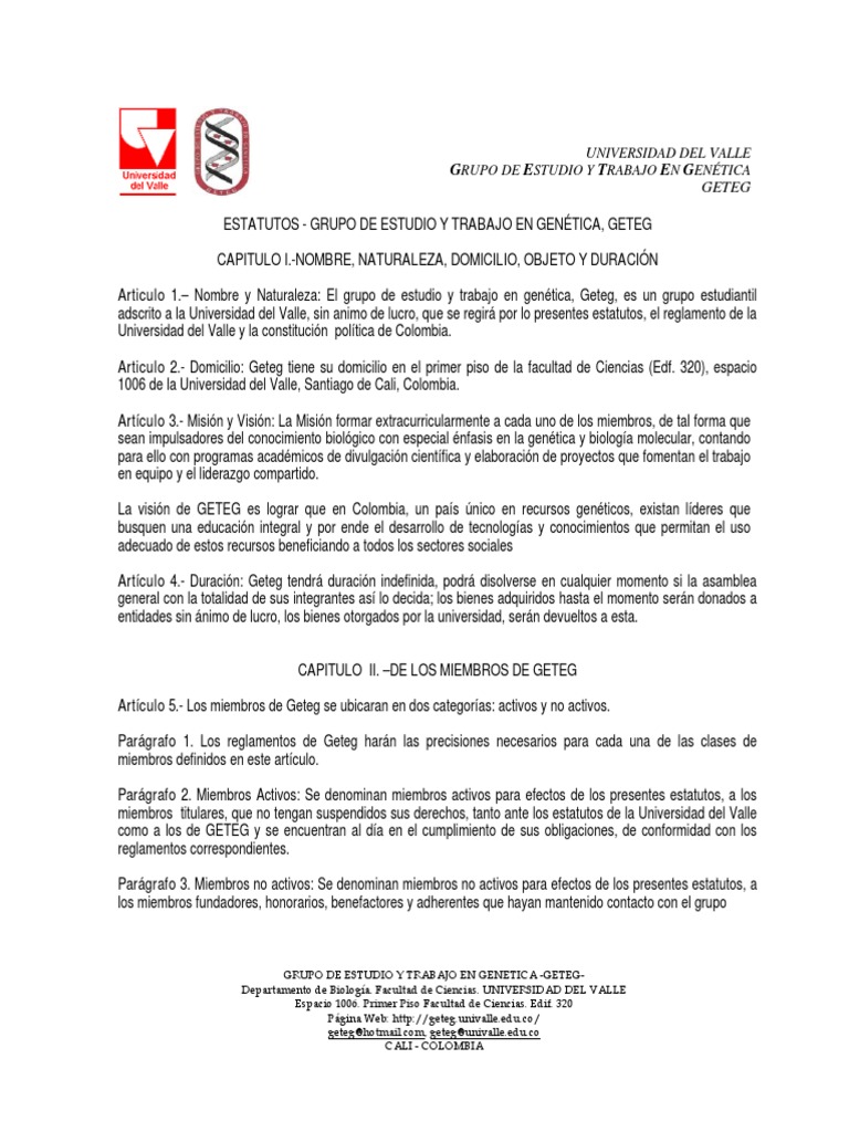 Estatutos Geteg | PDF | Quórum | Colombia