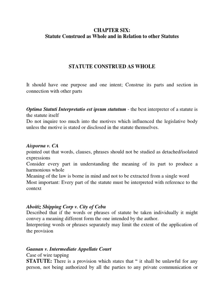 Chapter Six Statcon Cases | Download Free PDF | Statutory Interpretation | Constitution