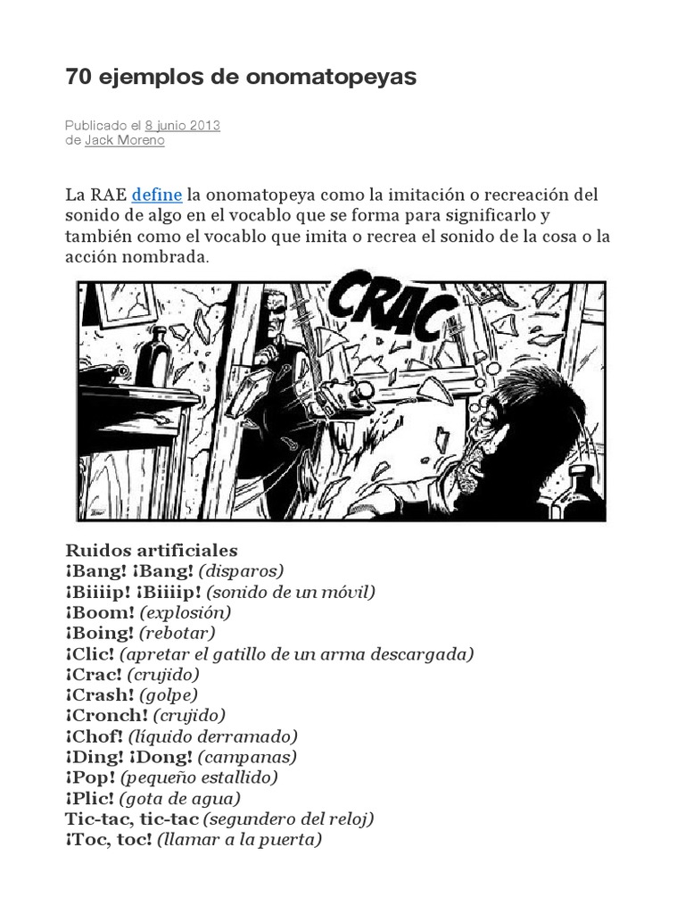 70 Ejemplos de Onomatopeyas | PDF