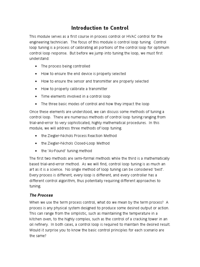 Introduction To Control: The Process | PDF | Control System | Control Theory