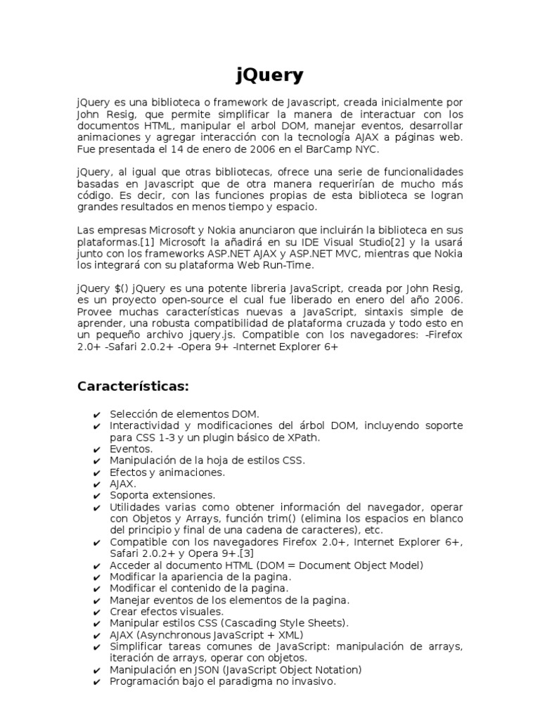 Introducción a jQuery: Características y Usos | PDF | J Query | Script Java