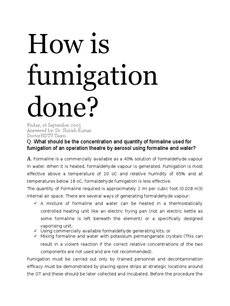 How is Fumigation Done | Formaldehyde | Hvac