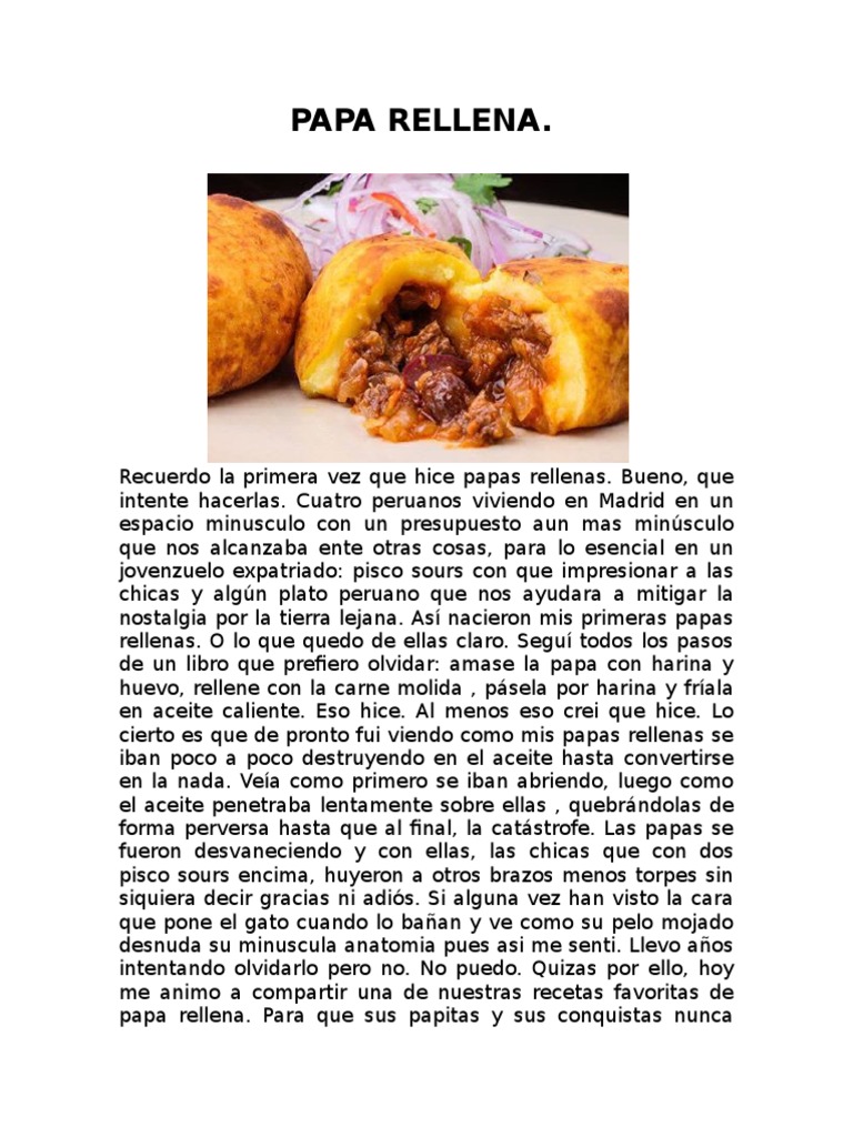 Papa Rellena - RECETA | PDF | Relleno | Carne