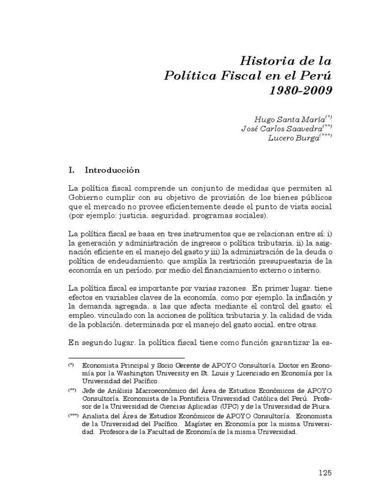 Politica Fiscal En El Peru Pdf La Política Fiscal Inflación