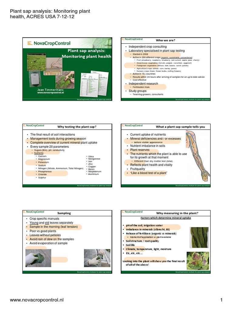 Plant Sap Analysis for Crop Health | PDF | Fertilizer | Soil