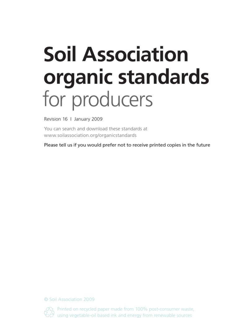 Soil Association Organic Standards For Producers 2009 | PDF | Organic ...