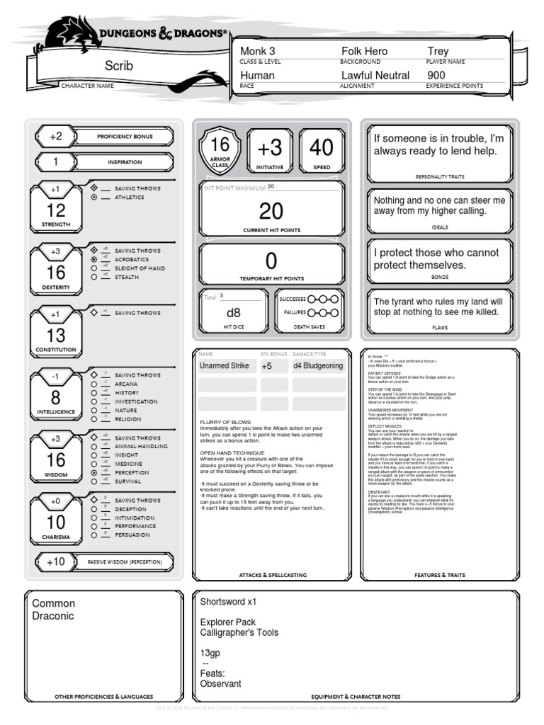Gloomhaven character sheet