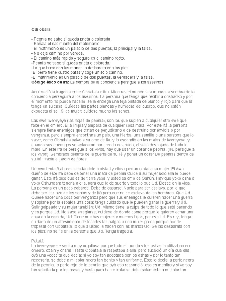 Odi Obara | PDF | Religión étnica | Santeria