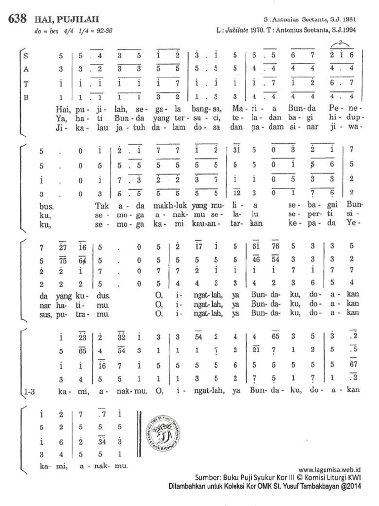 Hai Pujilah Segala Bangsa - PS 638 | PDF