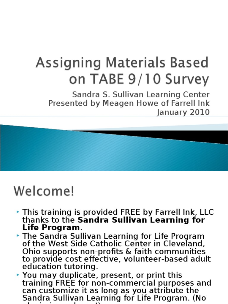Assigning Materials Based On TABE 9/10 Survey | PDF | General ...