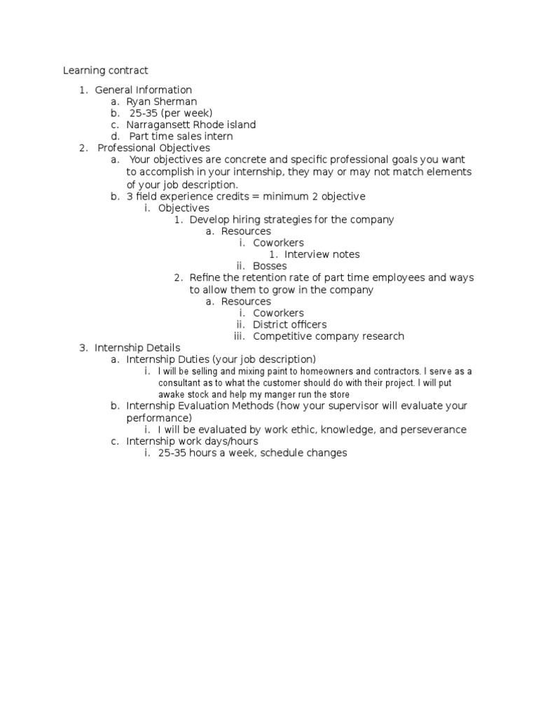 Learning Contract | PDF | Career & Growth