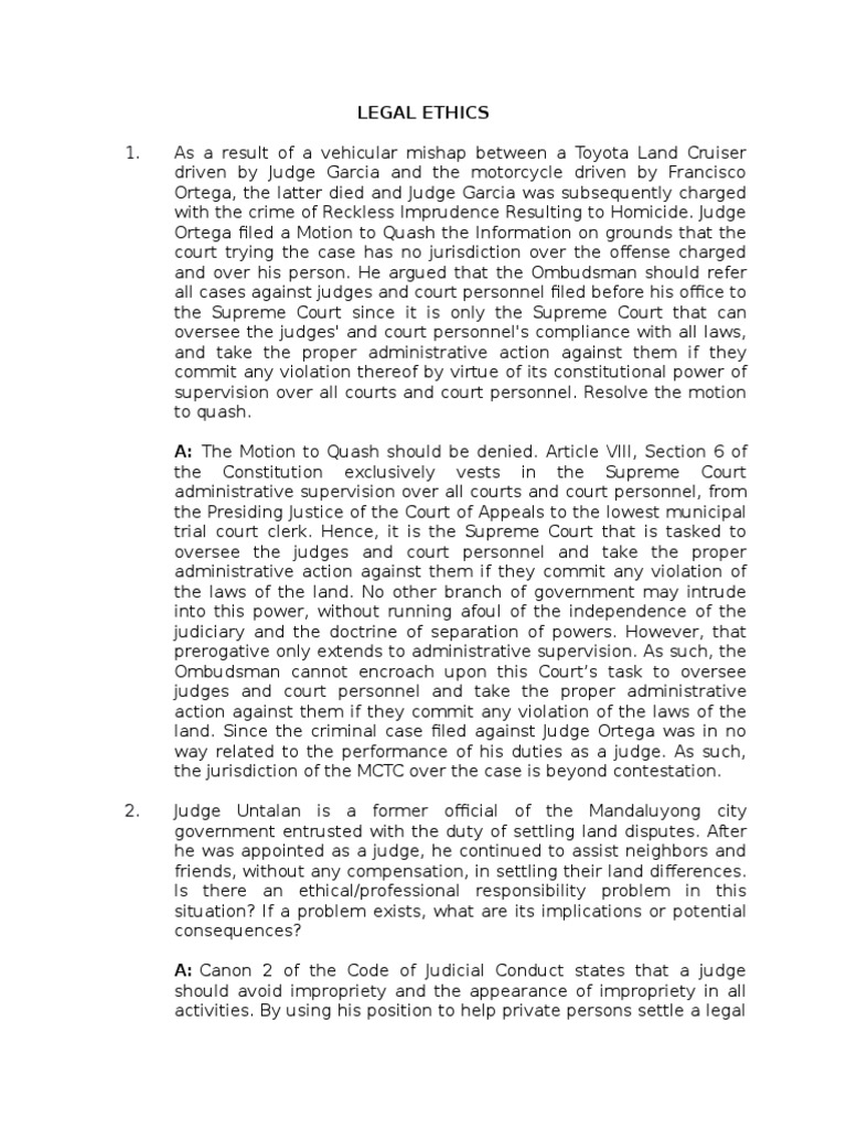 LEGAL ETHICS - Bar Questions and Answers | PDF | Contempt Of Court | Lawyer