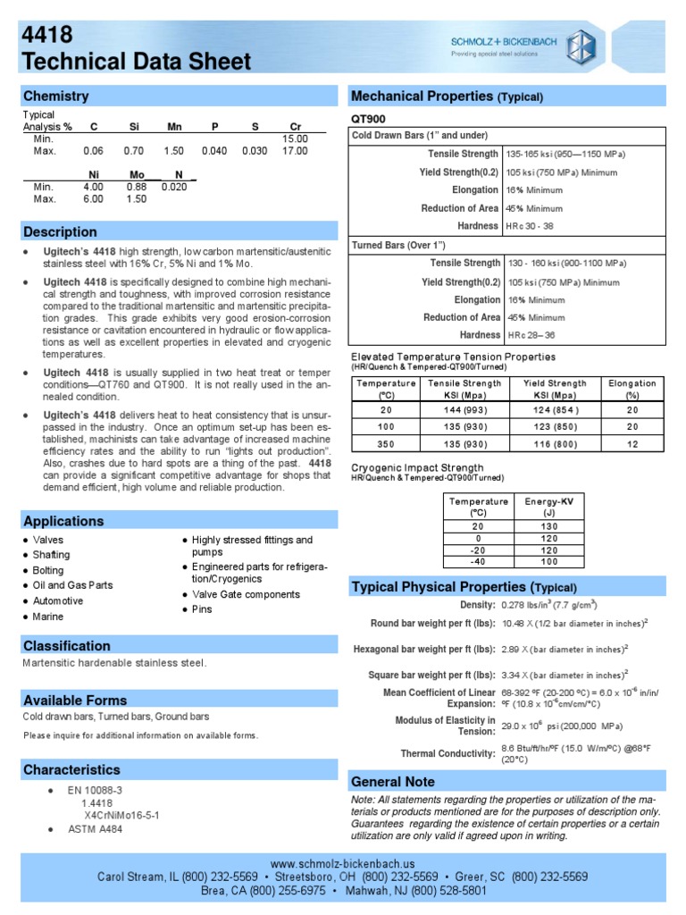 4418 Datasheet | PDF | Heat Treating | Welding