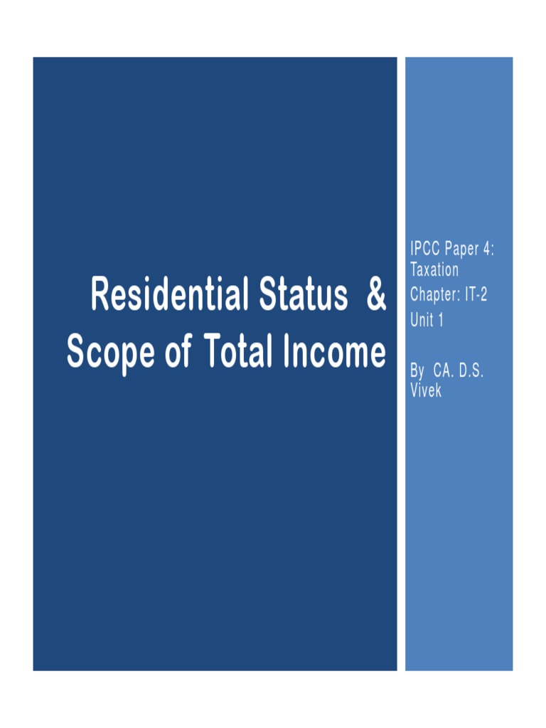 On Residential Status and Scope of Total Income | PDF | Income Tax ...