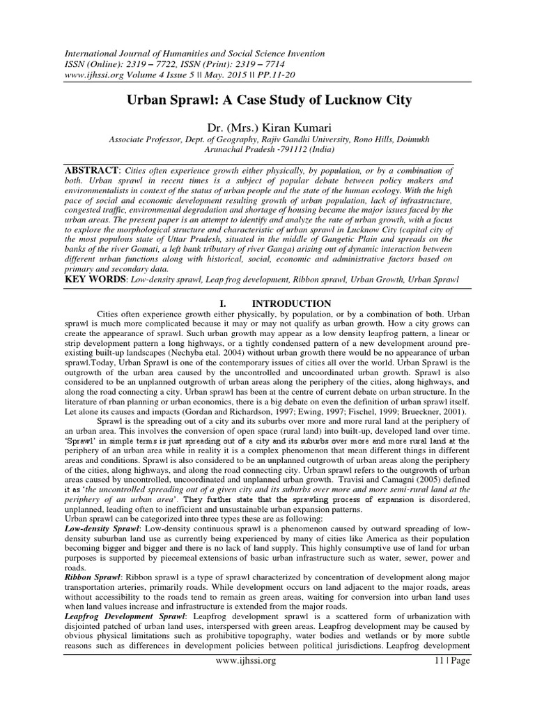 Urban Sprawl: A Case Study of Lucknow City | PDF | Urban Sprawl | Science