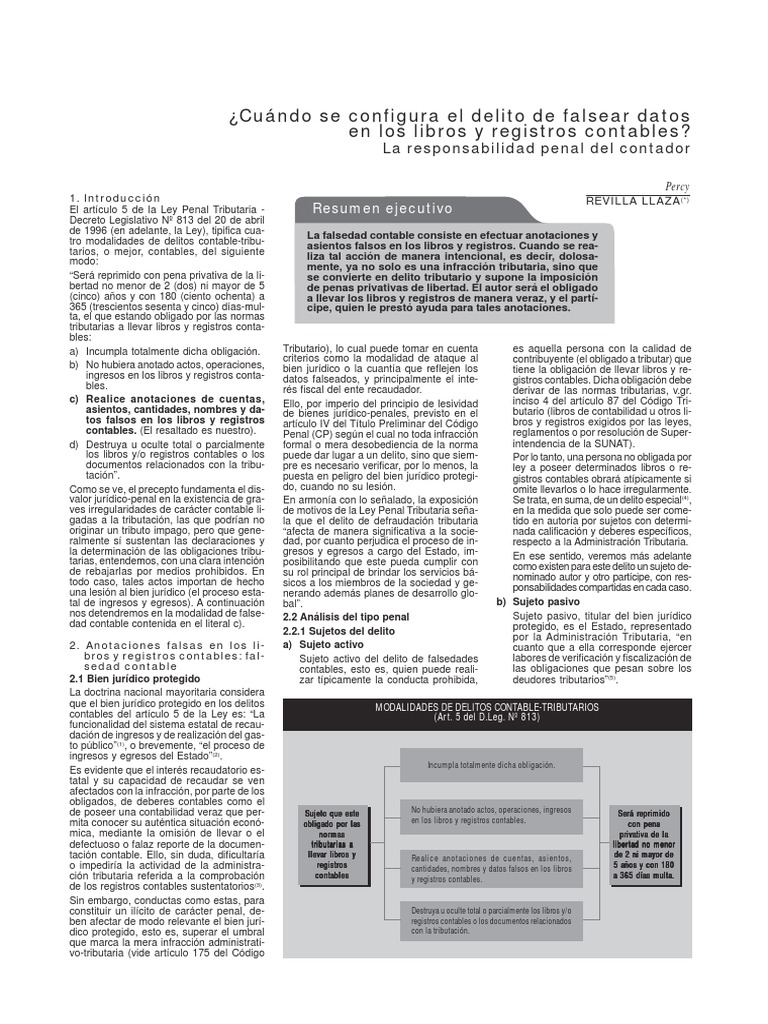 Delito de Falsear Datos en Los Libros y Registros Contables | PDF ...