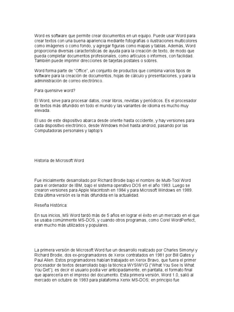 Historia de Word | PDF | Microsoft Word | Informática