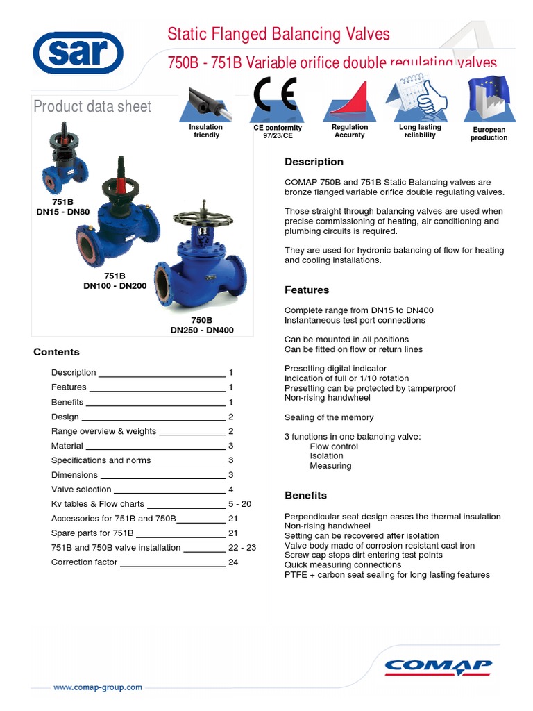 COMAP Static Balancing Valves Overview | PDF | Valve | Density