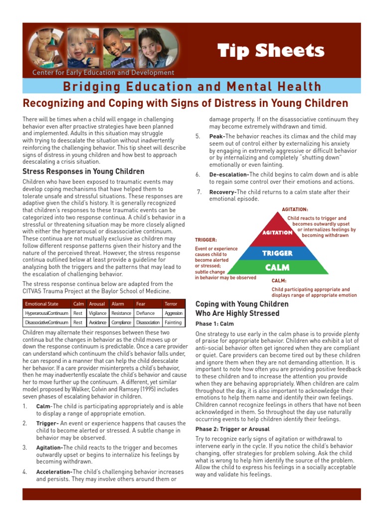 Recognizing and coping with signs of distress in young children ...