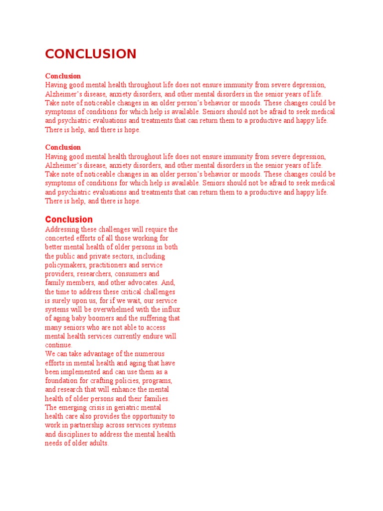 Conclusion | Mental Health | Mental Disorder