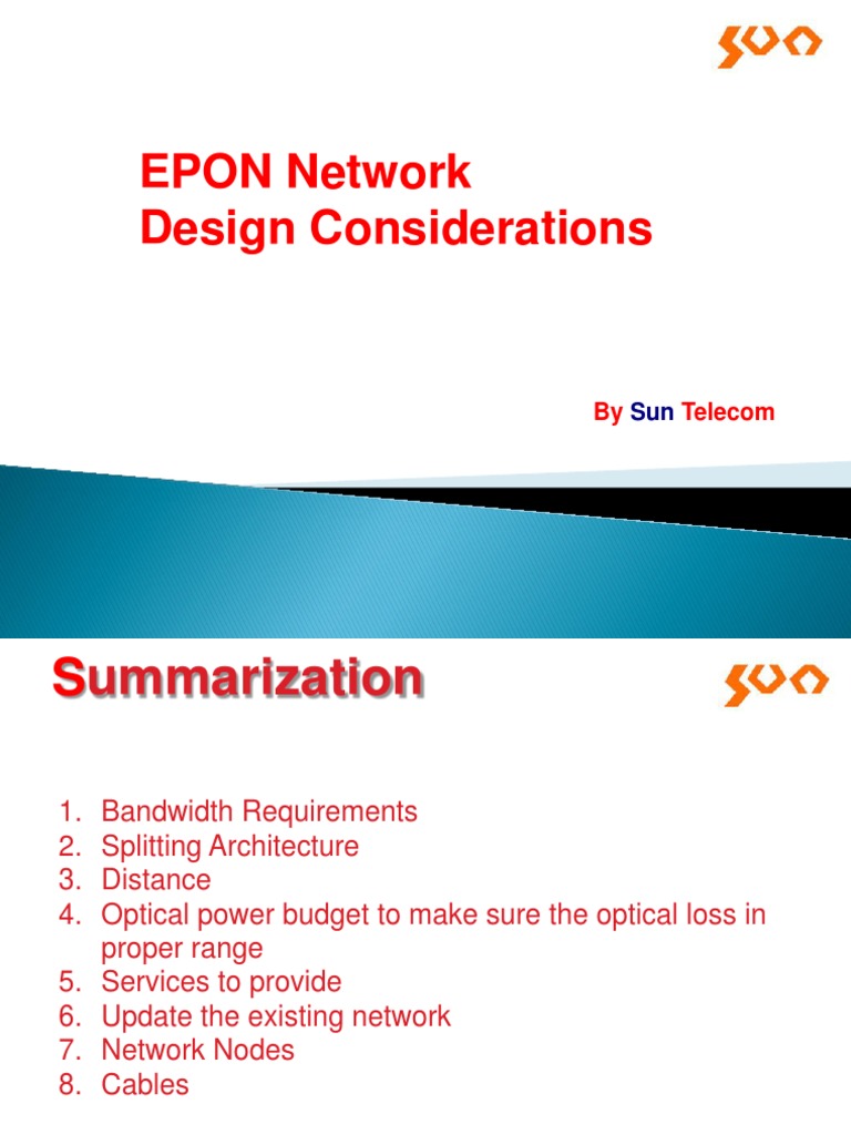 EPON Network Design Considerations | PDF | Fiber To The X | Optical Fiber