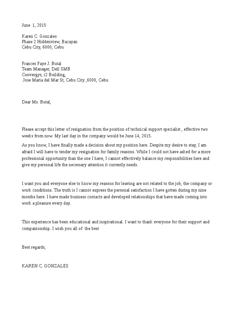 Resignation Call Center Agent | PDF