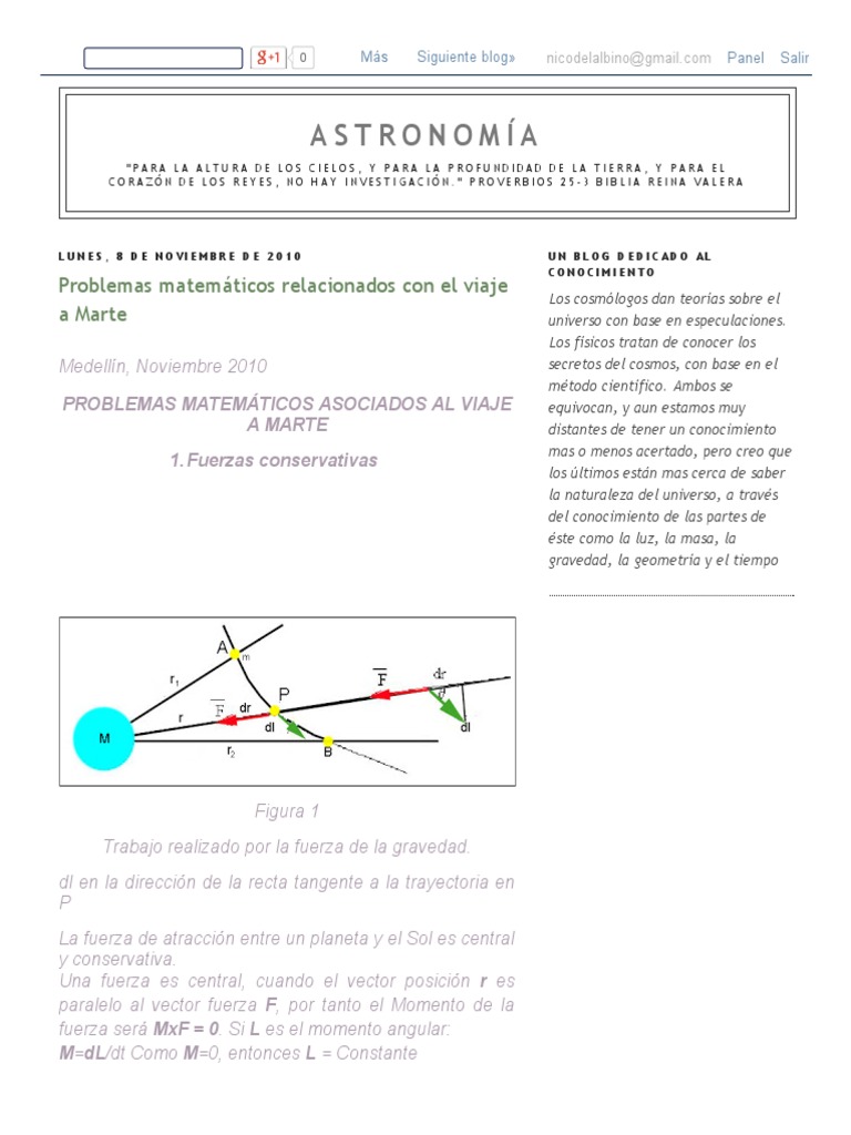 Astronomía - Problemas Matemáticos Relacionados Con El Viaje A Marte ...