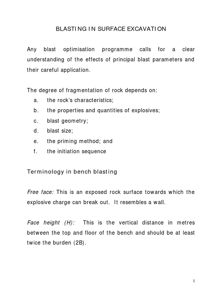 Blasting in Surface Excavation | PDF | Explosive Material | Mining