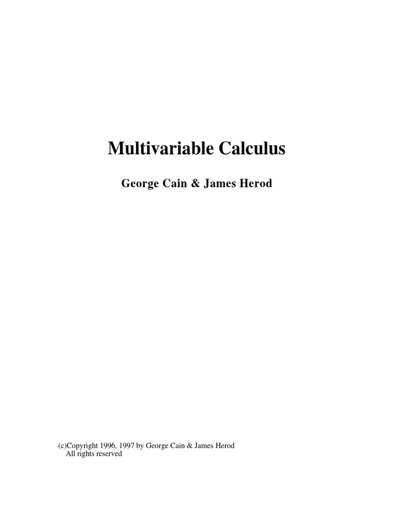 Multivariable Calculus - Cain & Herod PDF | PDF | Cartesian Coordinate ...