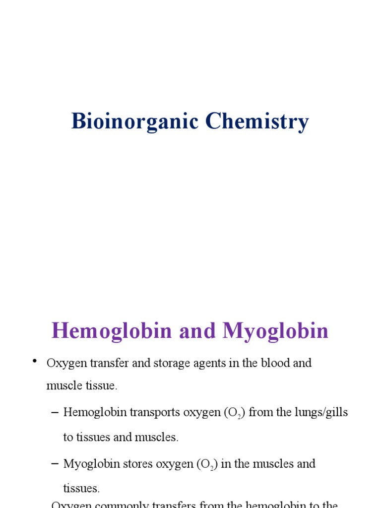 Bioinorganic Chemistry | PDF | Hemoglobin | Blood