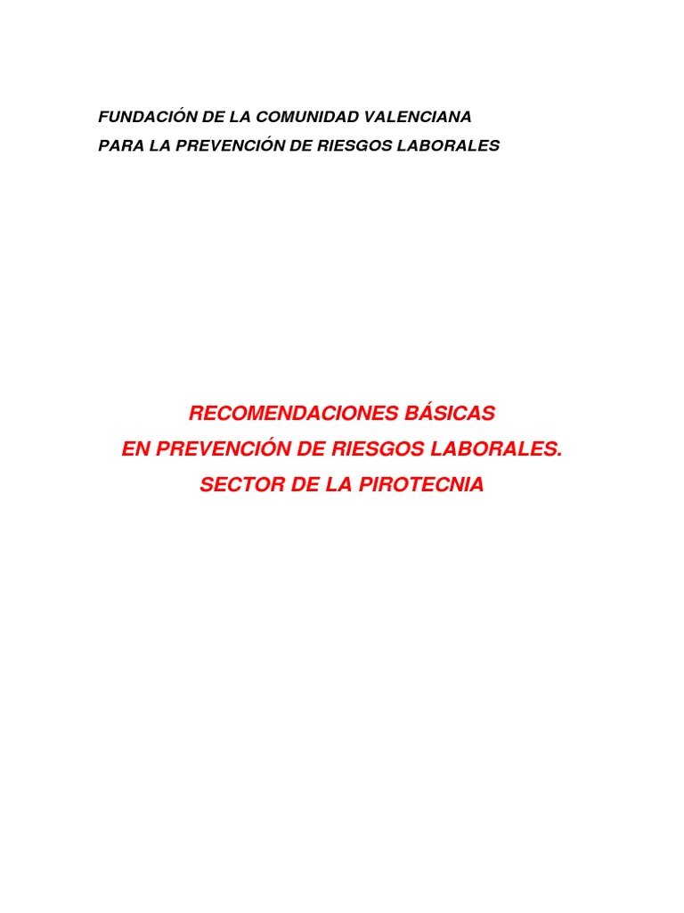 Seguridad en Pirotecnia: Guía Básica | PDF | Pirotécnica | Primeros ...