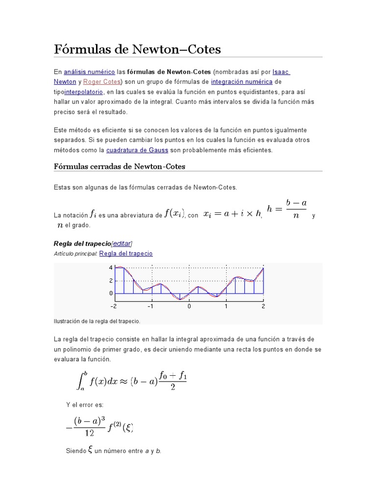 Fórmulas de Newton | PDF | Zona | Matemáticas De La Computación