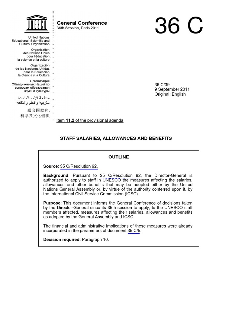 UN Staff Salaries and Allowances Conference | PDF | Cost Of Living | Salary