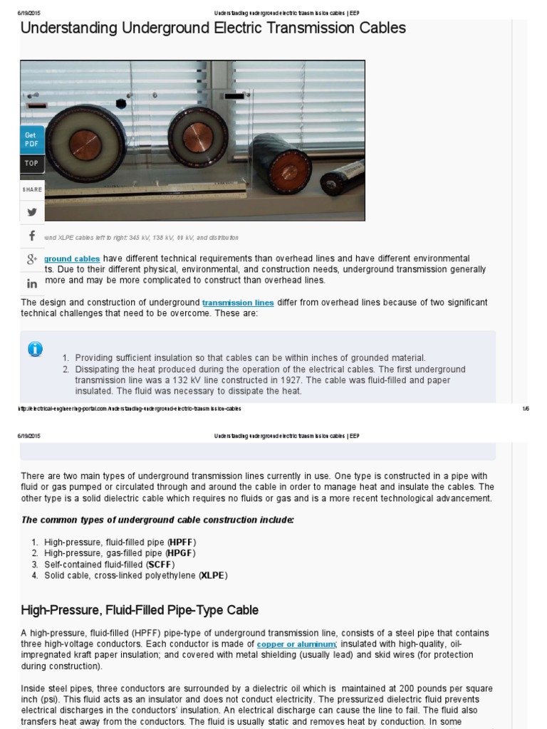 Understanding Underground Electric Transmission Cables - EEP | PDF ...