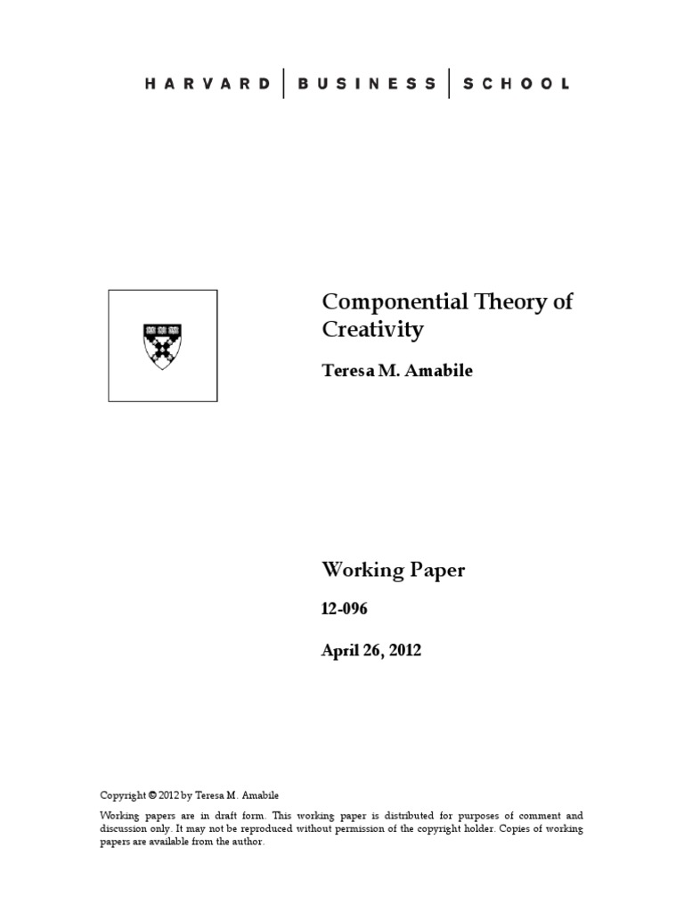Amabile - Componential Model of Creativity - Ok | PDF | Creativity ...