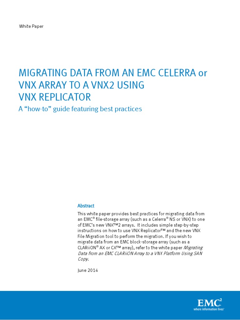 h8174 Migrating Celerra VNX Replicator WP | PDF | Replication (Computing) | File System