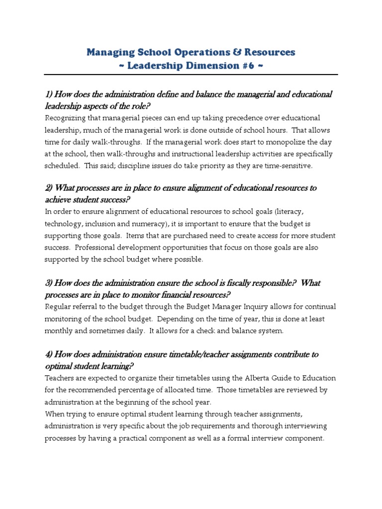 Managing School Operations Effectively | PDF | Inclusion (Education ...