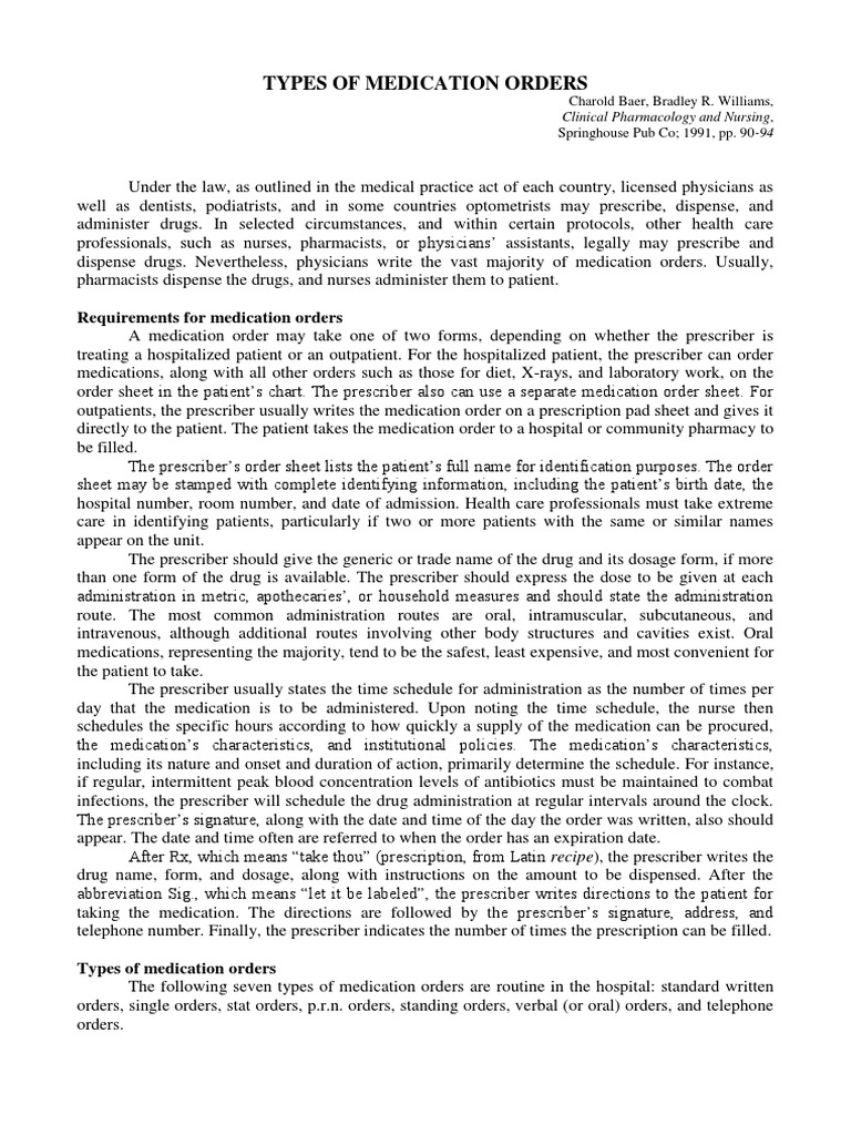 Types of Medication Orders | Medical Prescription | Pharmacist