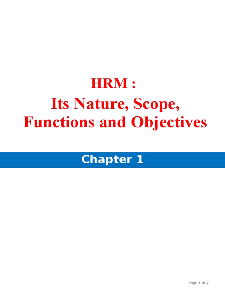 CH 1 HRM - Its Nature Scope Functions Objecties | PDF | Human Resource ...